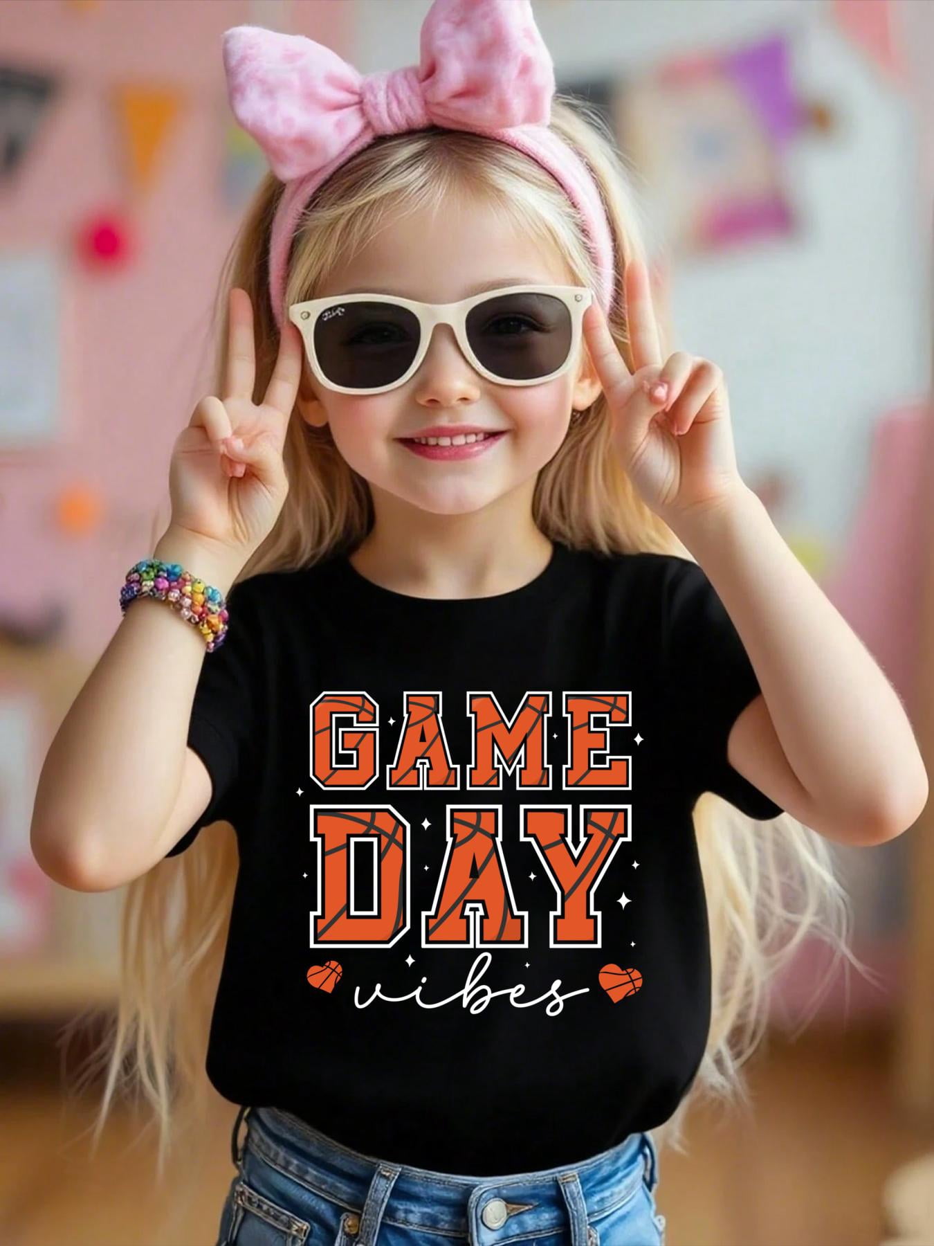 100% Cotton Basketball Game Day Vibes Game Day Basketball Kid T-Shirt ...