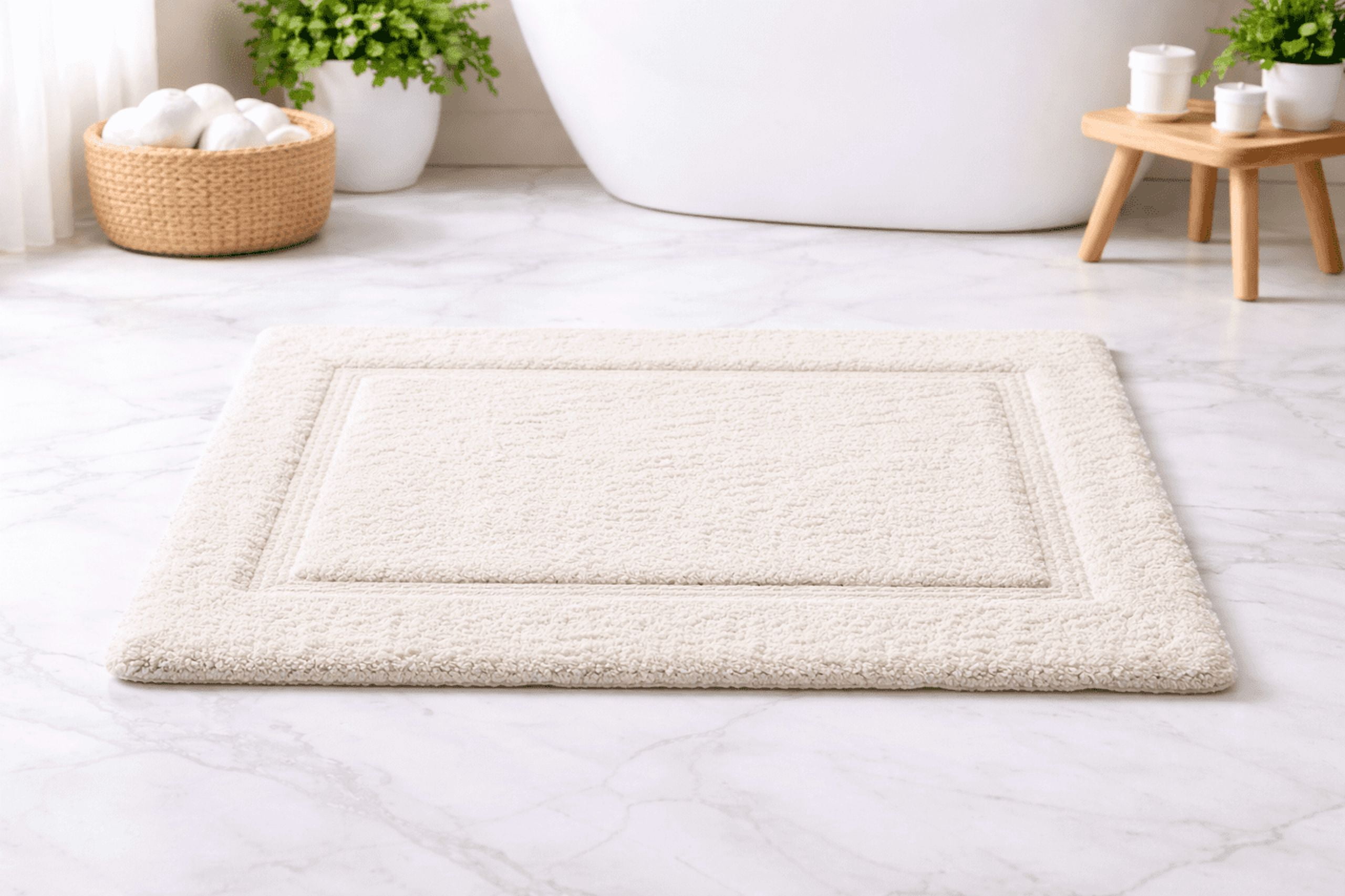 100% Cotton Bath Mat – Race Track, Natural, Reversible, Easy-care ...