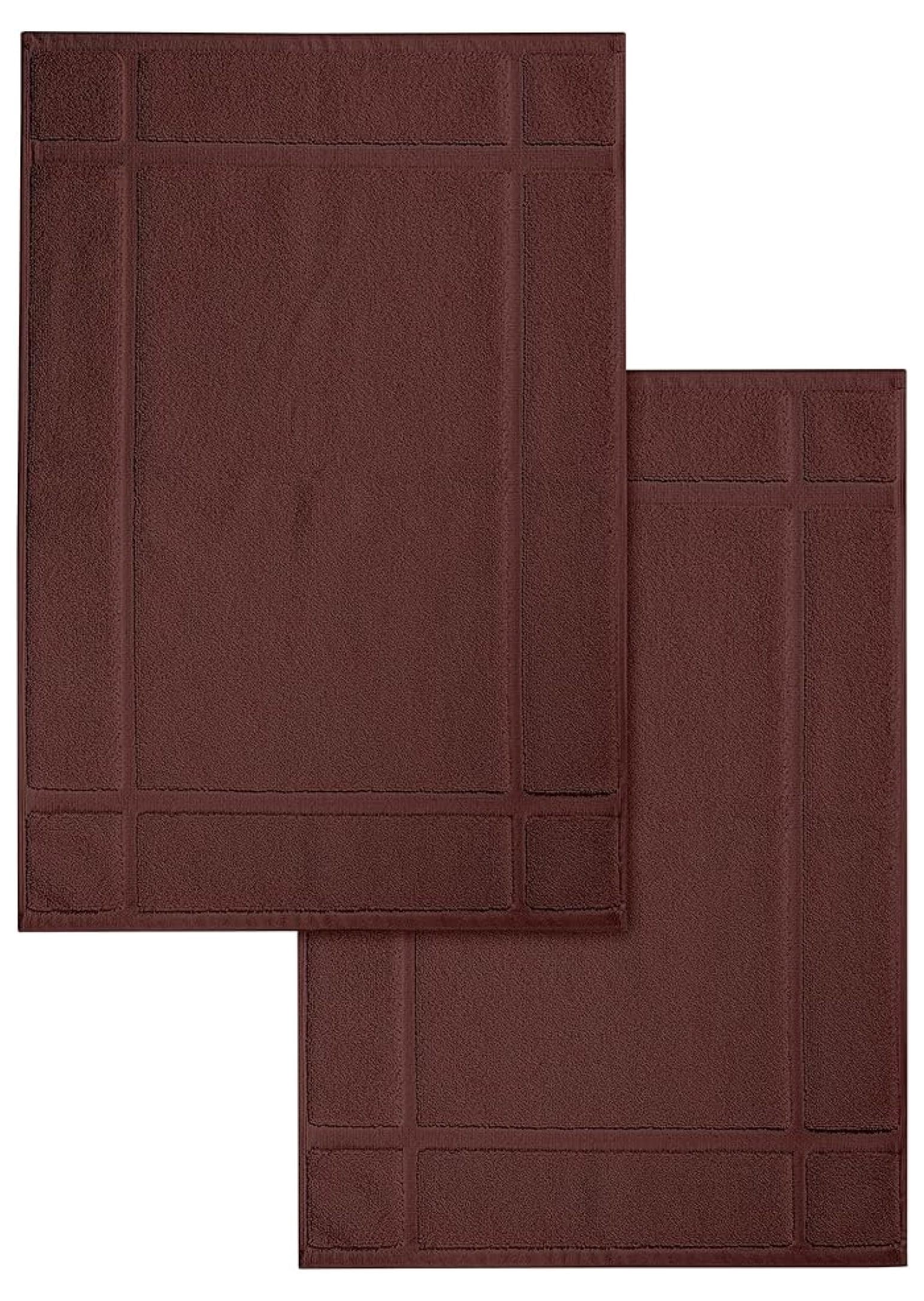 100% Cotton Bath Mats 24 x 17 Inches, Quick Dry, 1350 GSM Banded Border ...