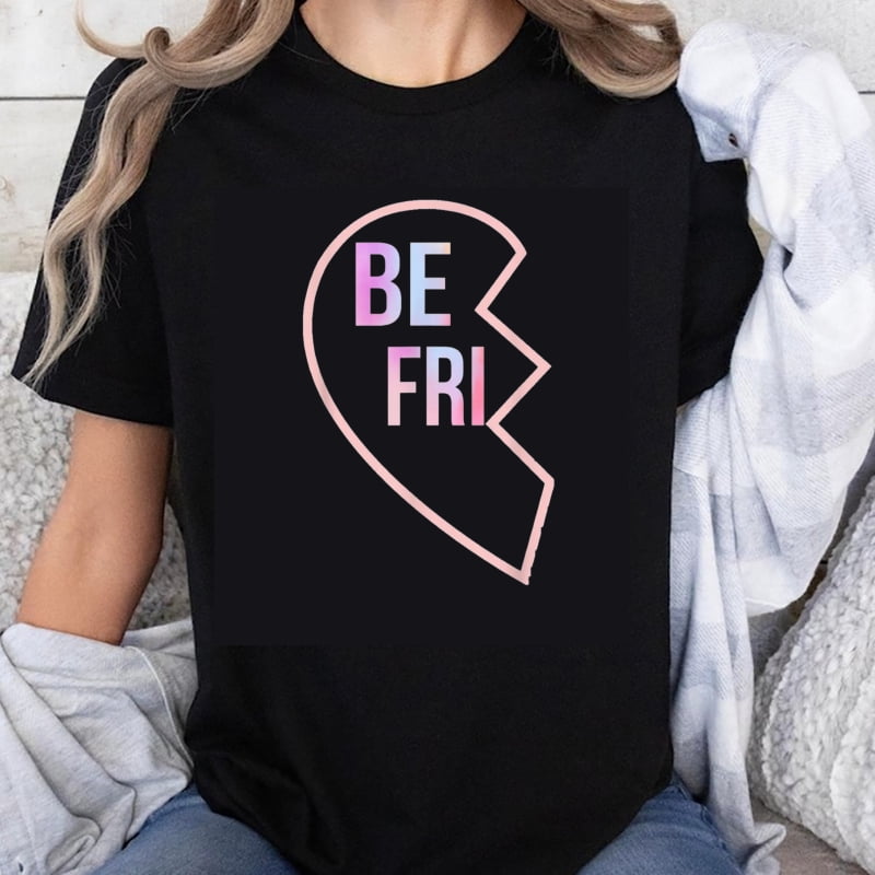 100% Cotton Be Friends Broken Heart Design Women's Casual Graphic Tee T ...