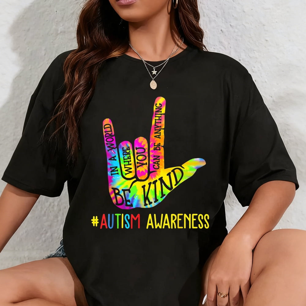 100% Cotton Be Kind ASL Love Sign Language Hand Autism Awareness Tie ...