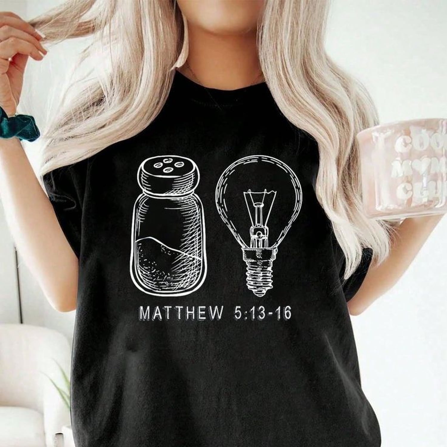 100% Cotton Bible Verse Salt And Lamp You Are The Light Of The Wor1ld T ...