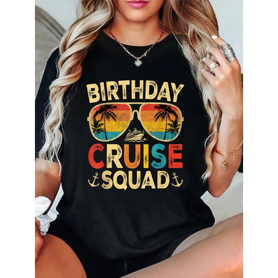 100% Cotton Birthday Cruise Squad Matching Birthday Cruising Vacation T ...