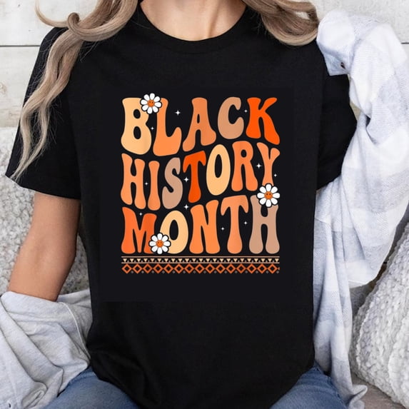 100% Cotton Black History Month Celebration Orange Brown Typography ...
