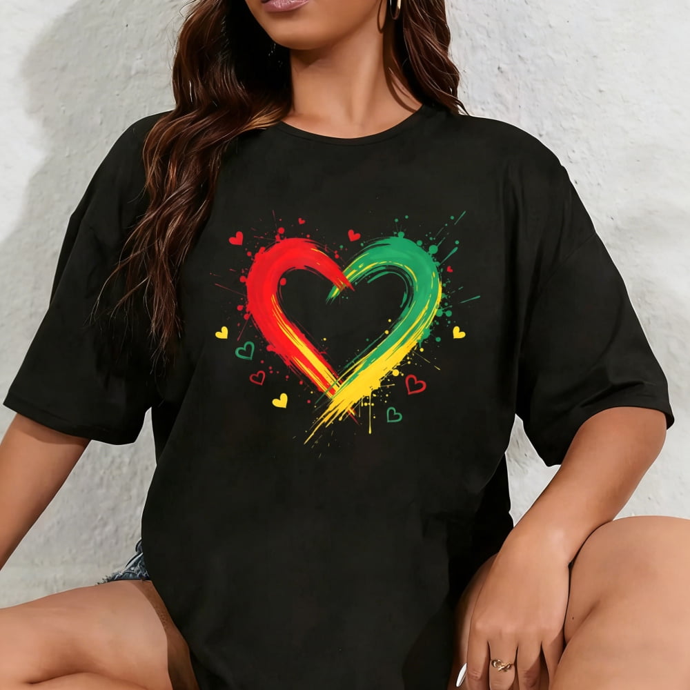 100% Cotton Black History Month Valentines Day African American Heart T ...