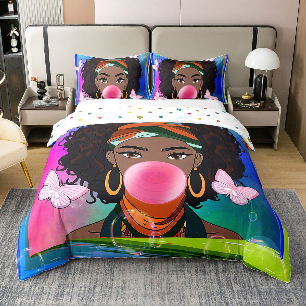 100% Cotton Black Woman Bedding Sets for Girls Full,American African ...
