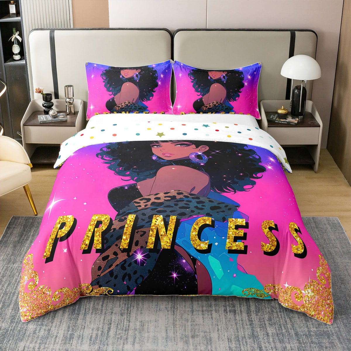 100% Cotton Black Woman Bedding Sets for Girls Queen,American African ...