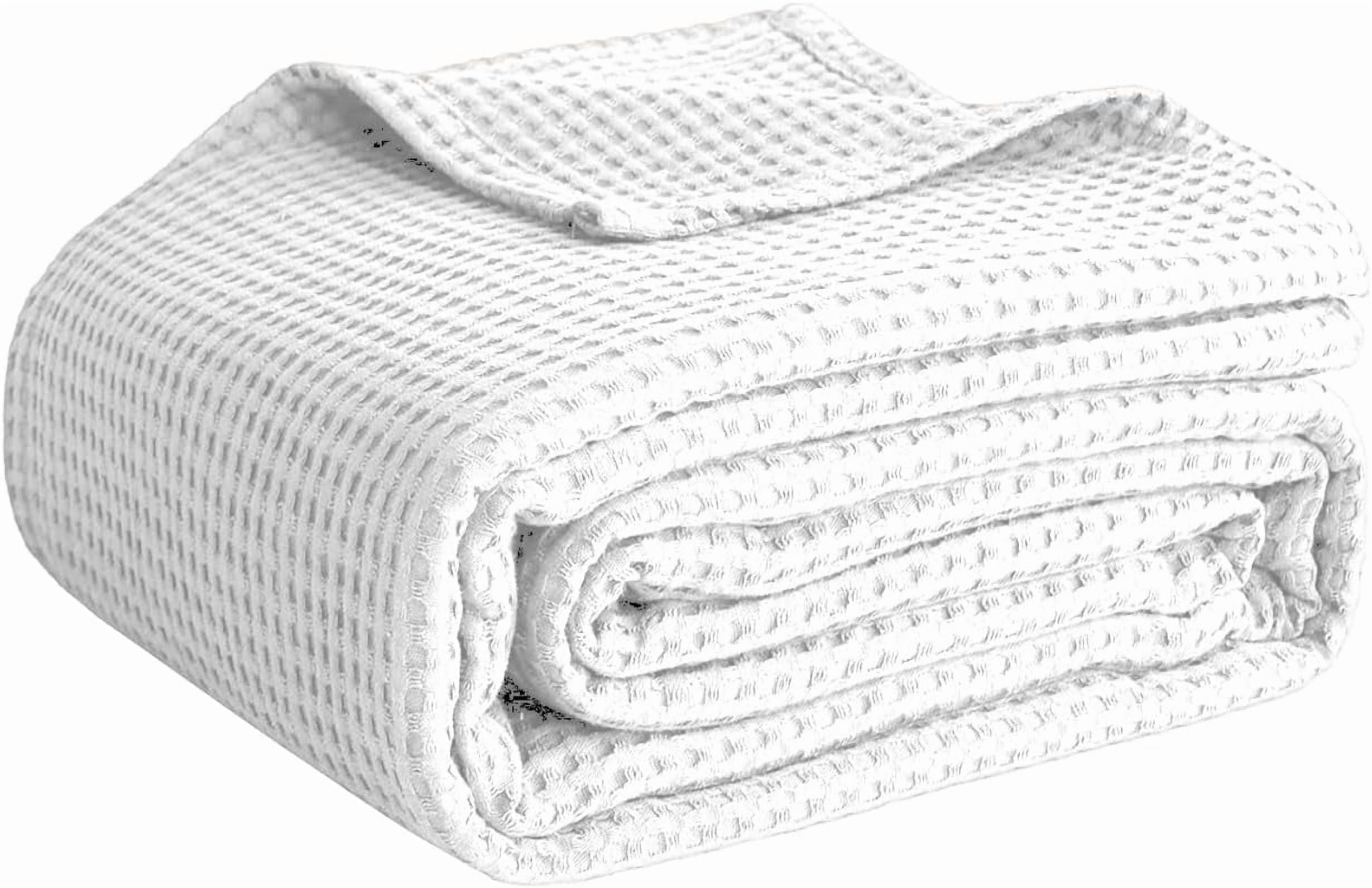 100% Cotton Blankets King Size for Bed - Waffle Weave Blankets for ...
