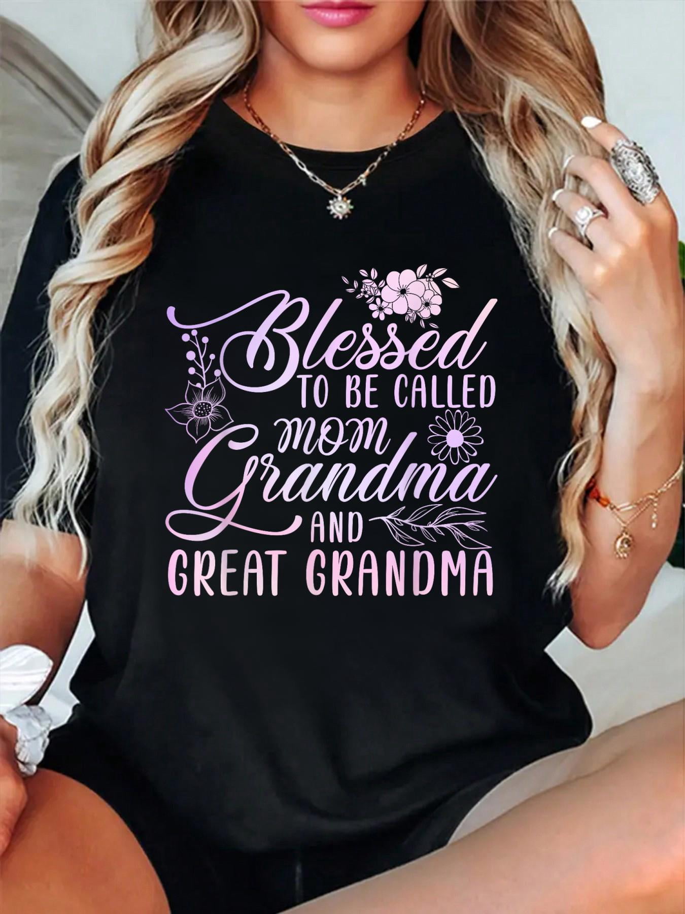 100% Cotton Blessed To Be Called Mom Grandma and Great Grandma Flower T ...