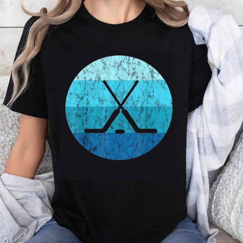 100% Cotton Blue Circle With Crossed Hockey Sticks T-Shirt - Walmart.com