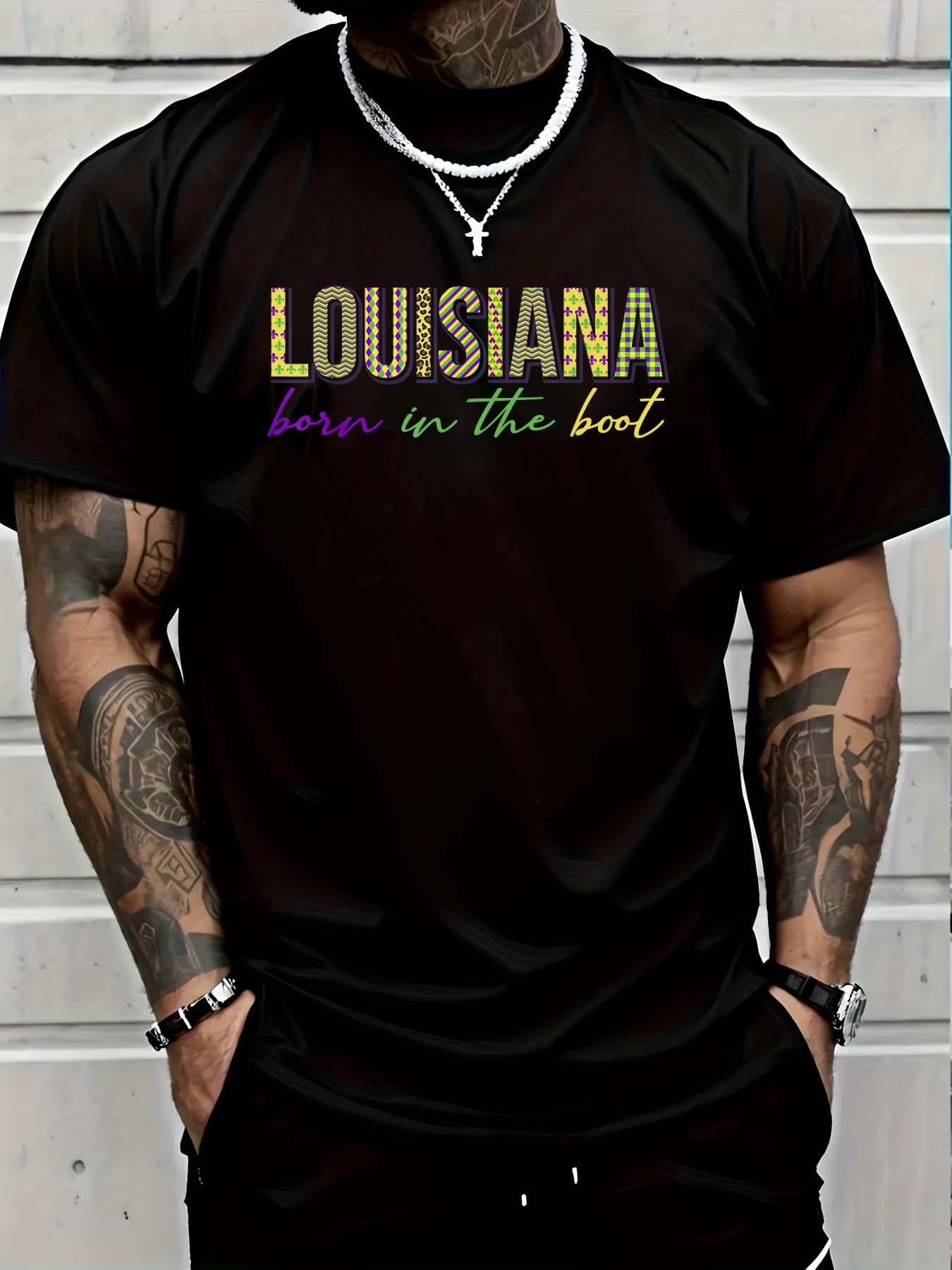 100% Cotton Born in the Boot Tee Louisiana State New Orleans Mardi Gras ...