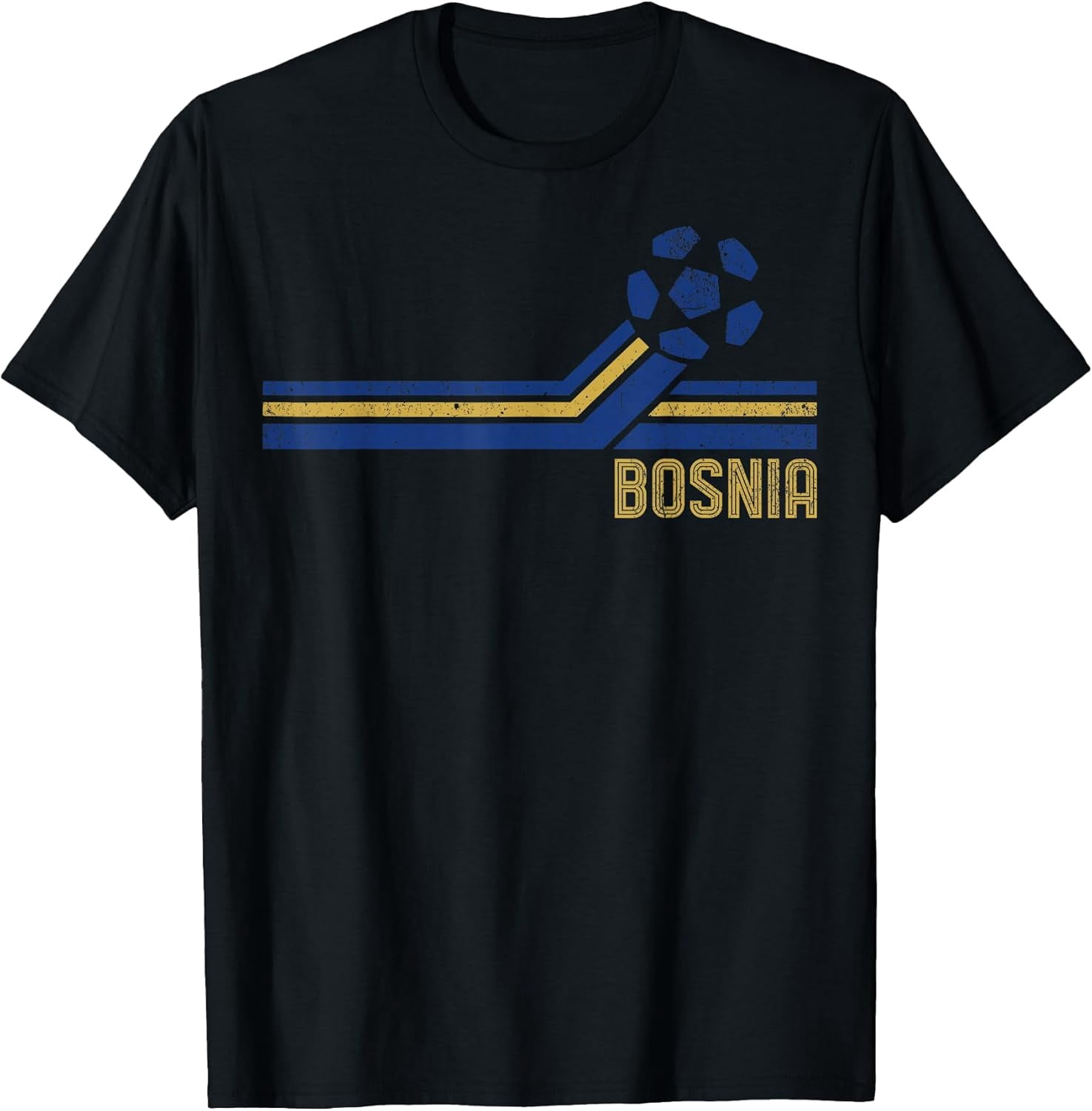 100% Cotton Bosnia Soccer Bosnian Fans Flag Retro Vintage T-Shirt ...