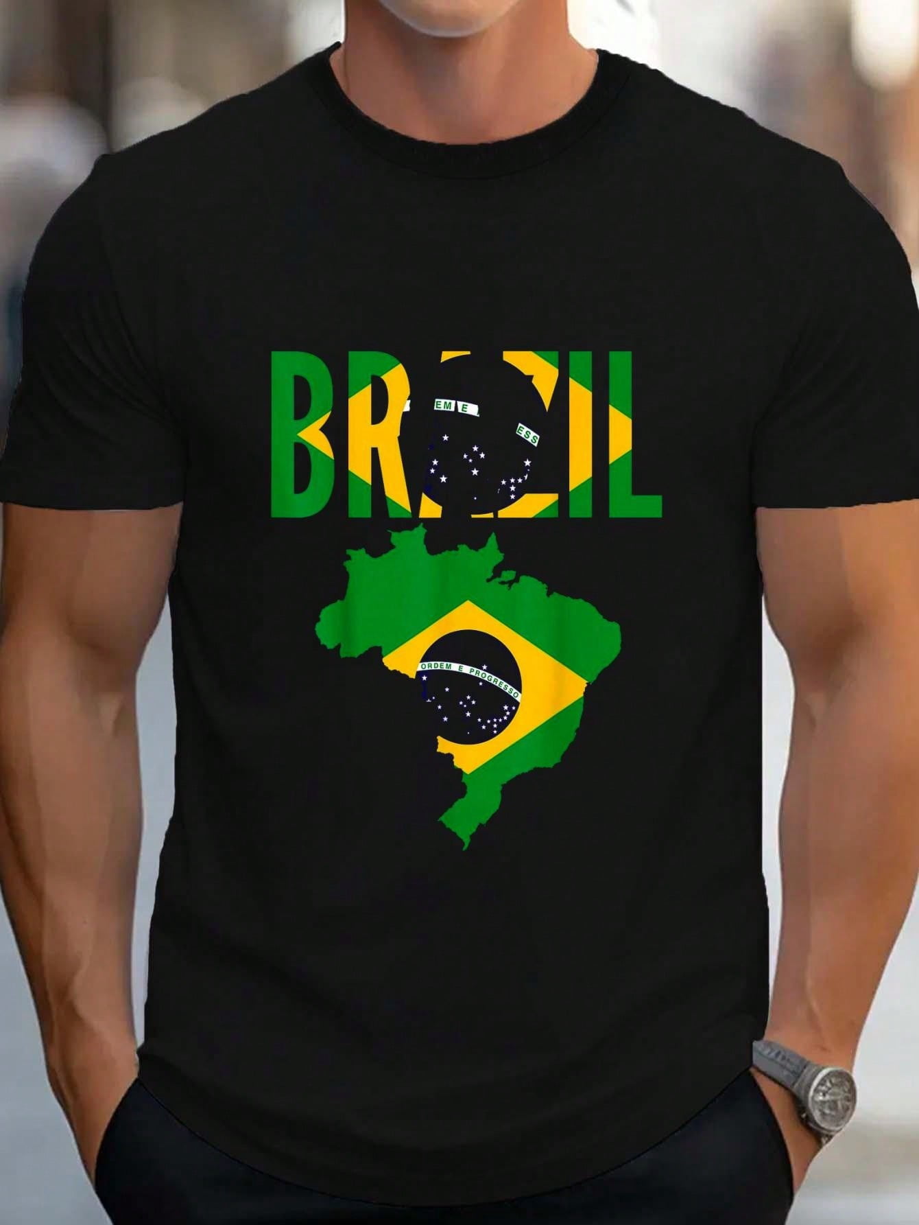 100% Cotton Brazilian - Brazil Country Map Flag T-Shirt Women's Men's ...