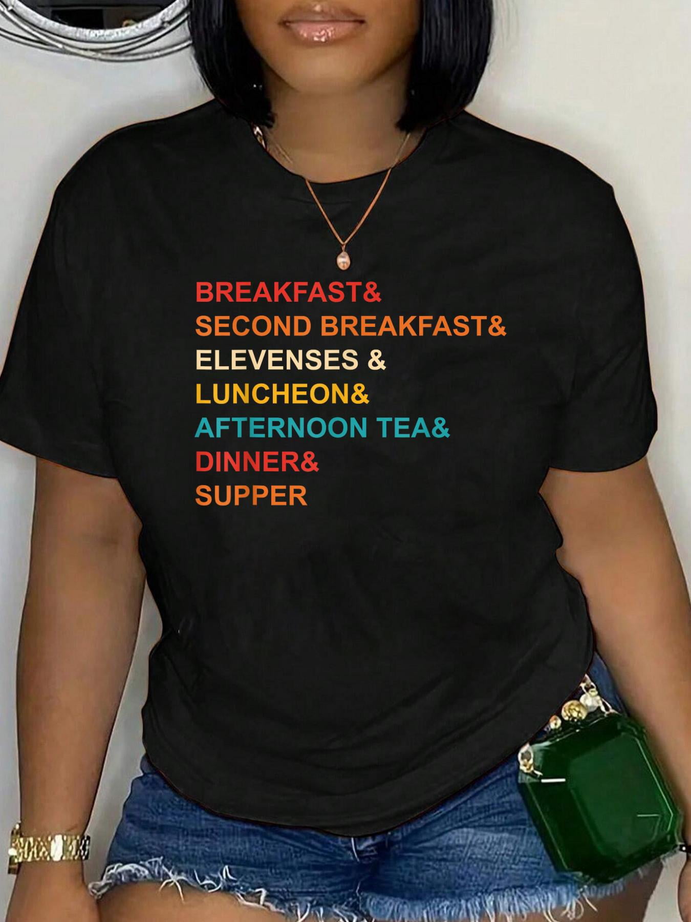 100% Cotton Breakfast& Second Breakfast& Elevenses & Luncheon Quote T ...