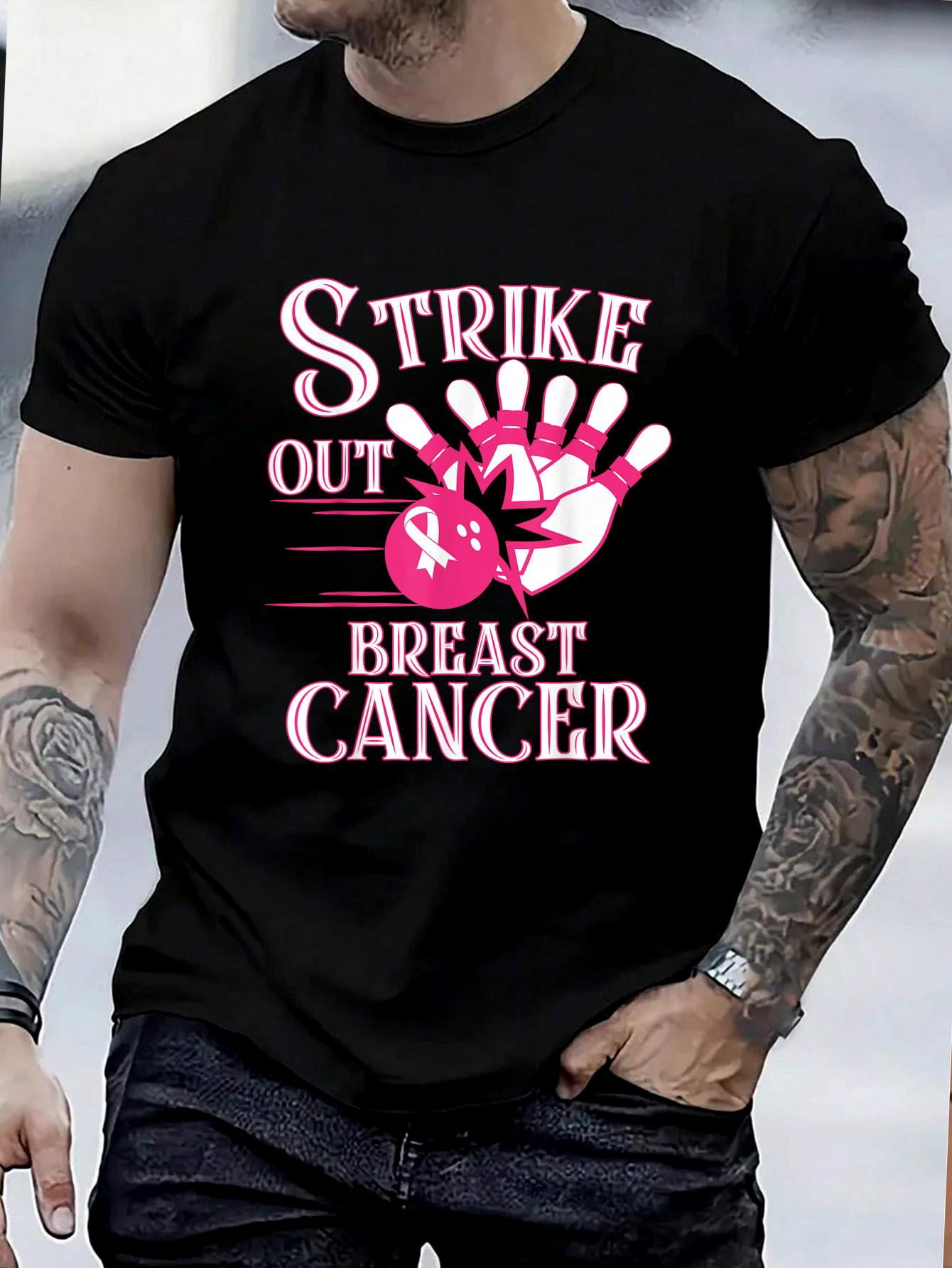 100% Cotton Breast Cancer Awareness - Bowling Strike Out Pink Ribbon T ...