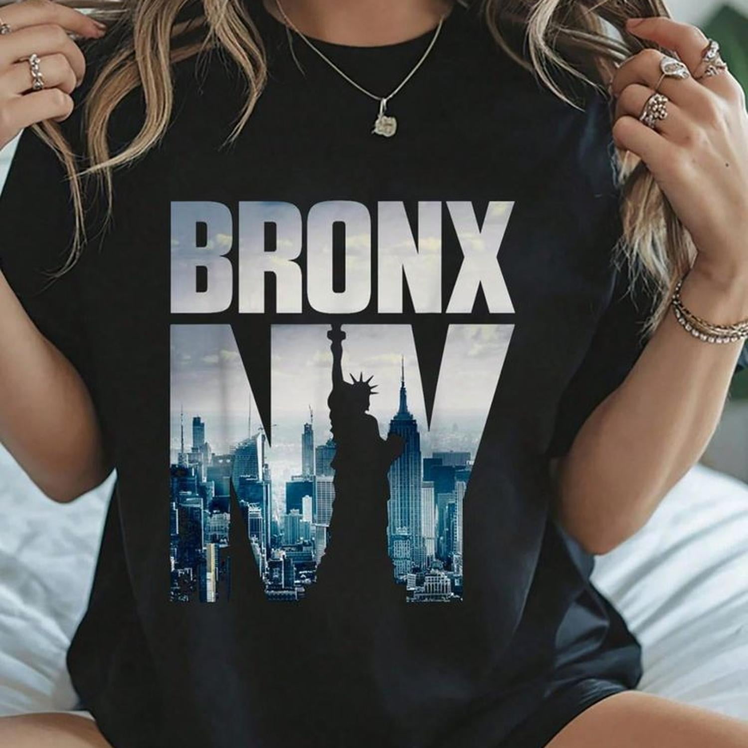 100% Cotton Bronx NYC New York City Skyline Illustration Graphic Design ...