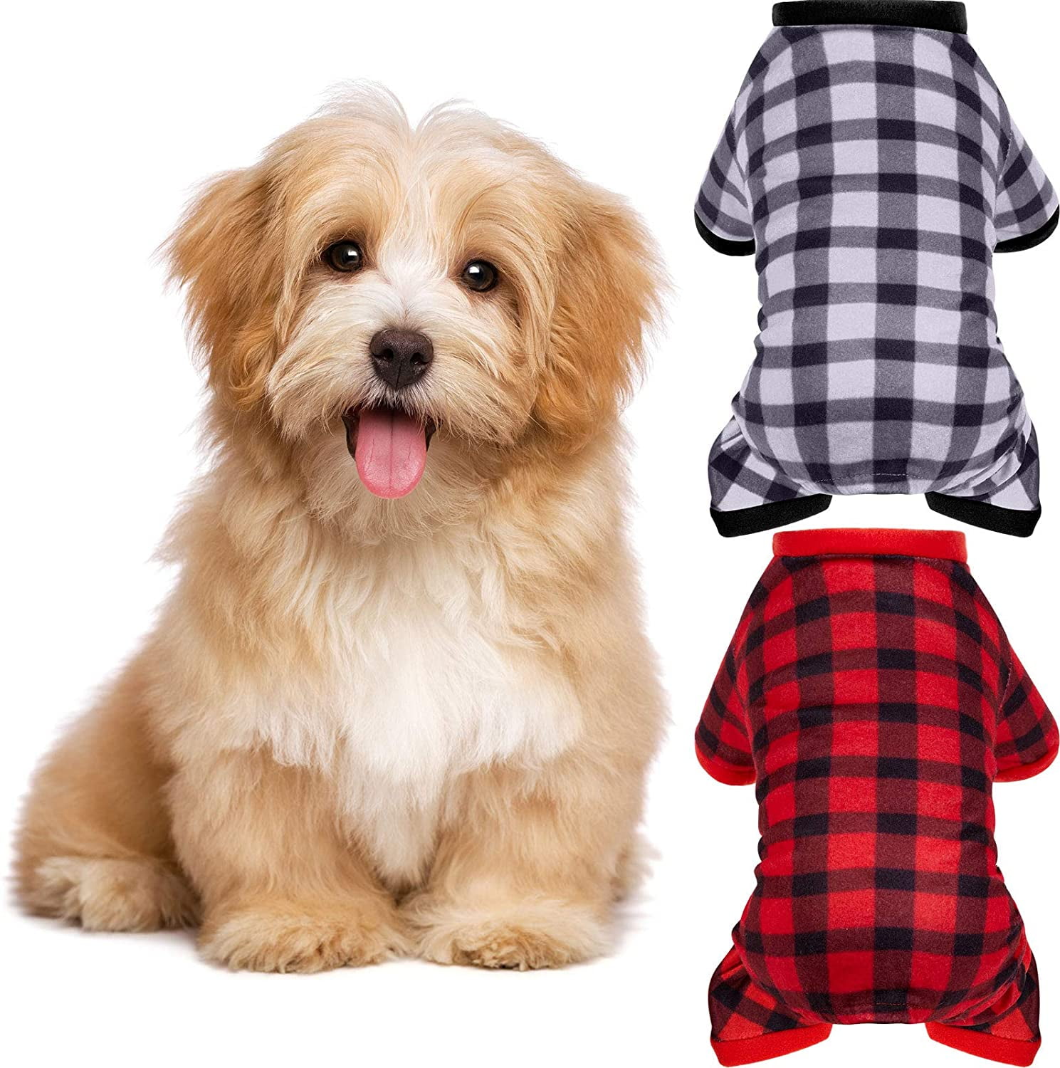 100% Cotton Buffalo Plaid Dog Clothes Puppy Pajamas Pet Apparel Cat ...