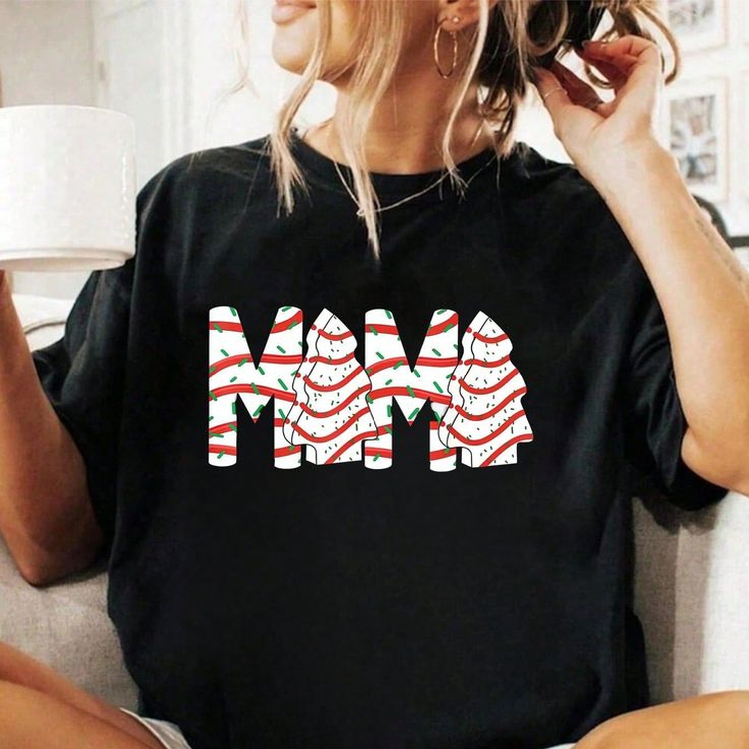 100% Cotton CH1Ristmas Tree C1Ake Mama Xmas Mom Family Matching WoM1ens ...
