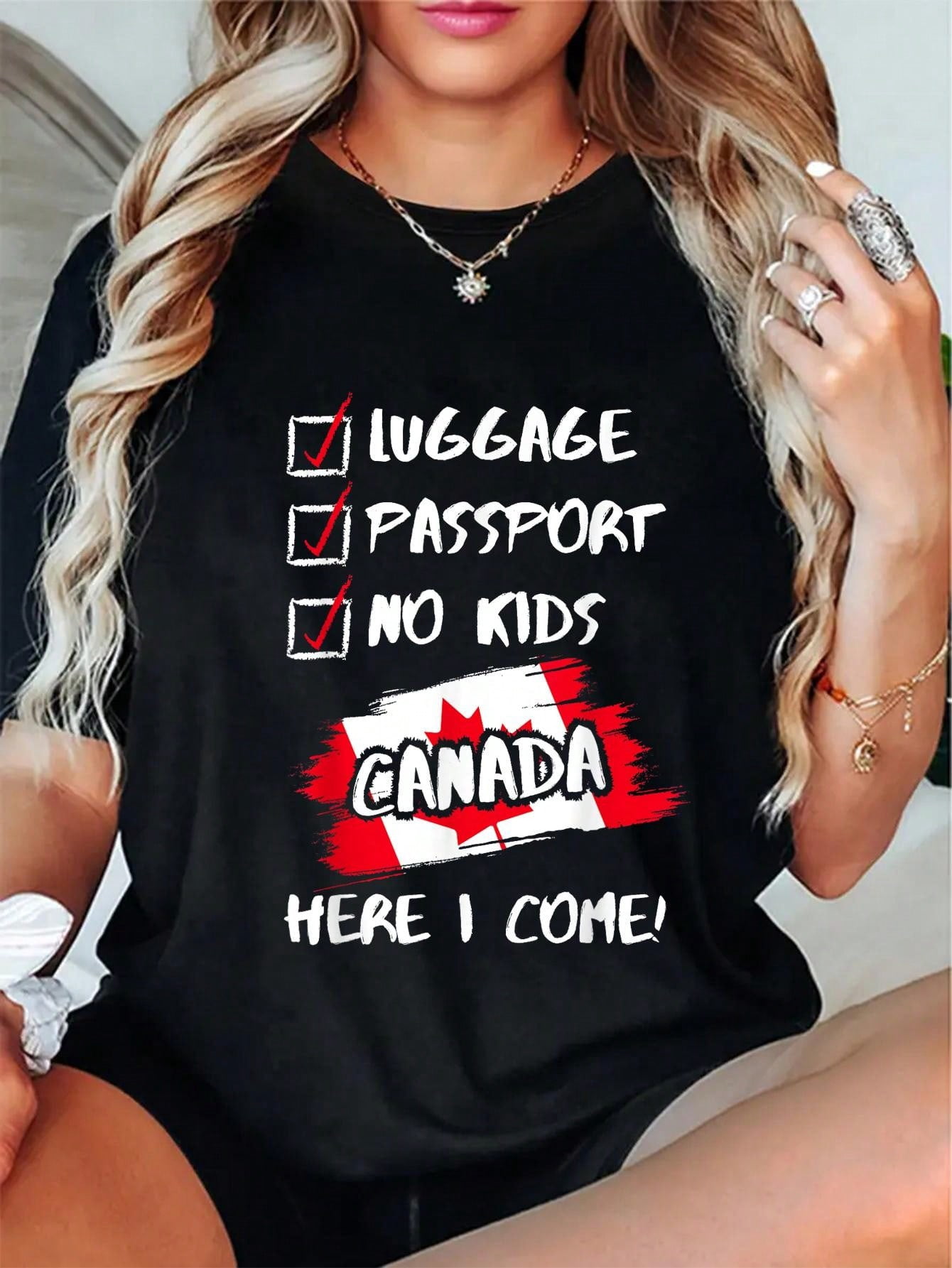 100% Cotton Canada Vacation Outfit For Couples No Canada Trip T-Shirt ...