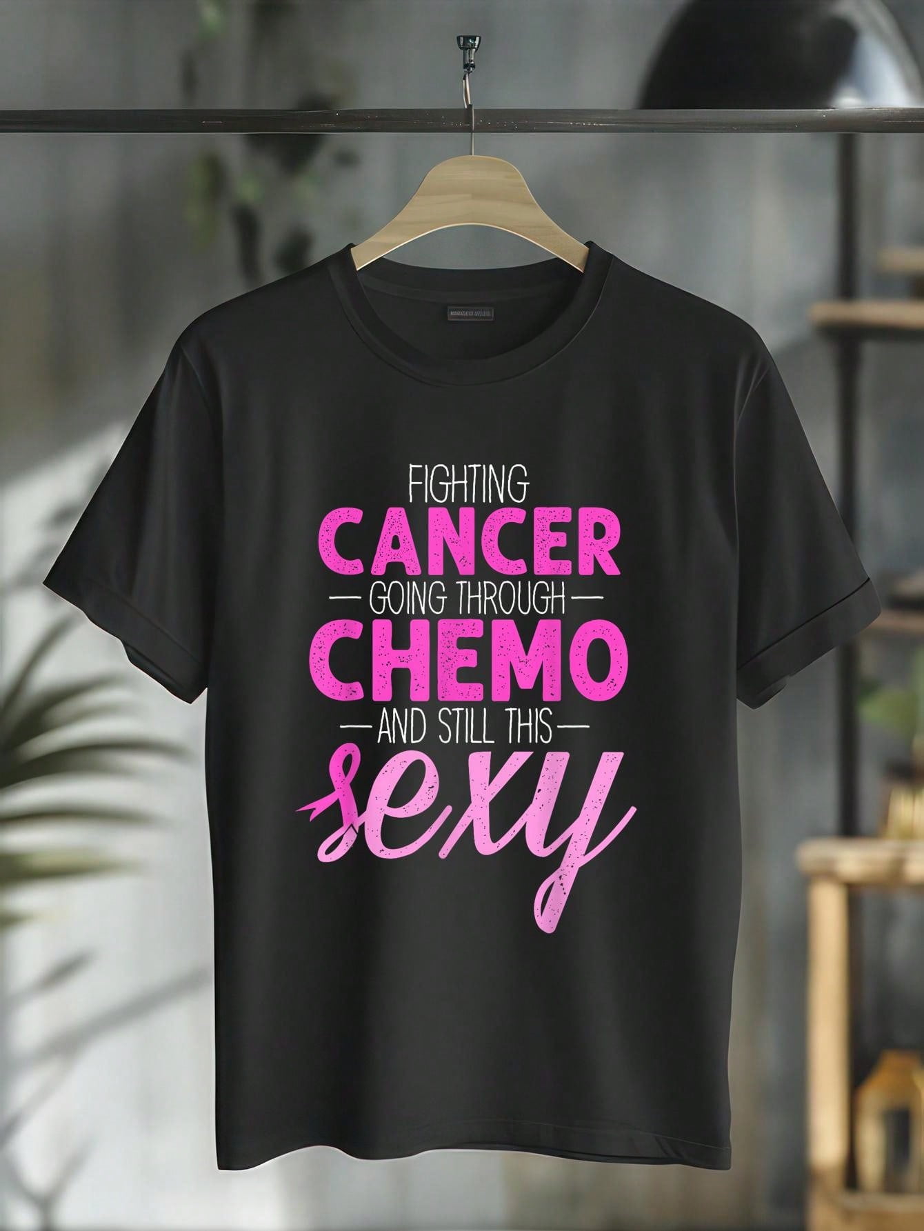 100% Cotton Cancer Fighter Inspirational Quote Men Women Chemo Vintage ...