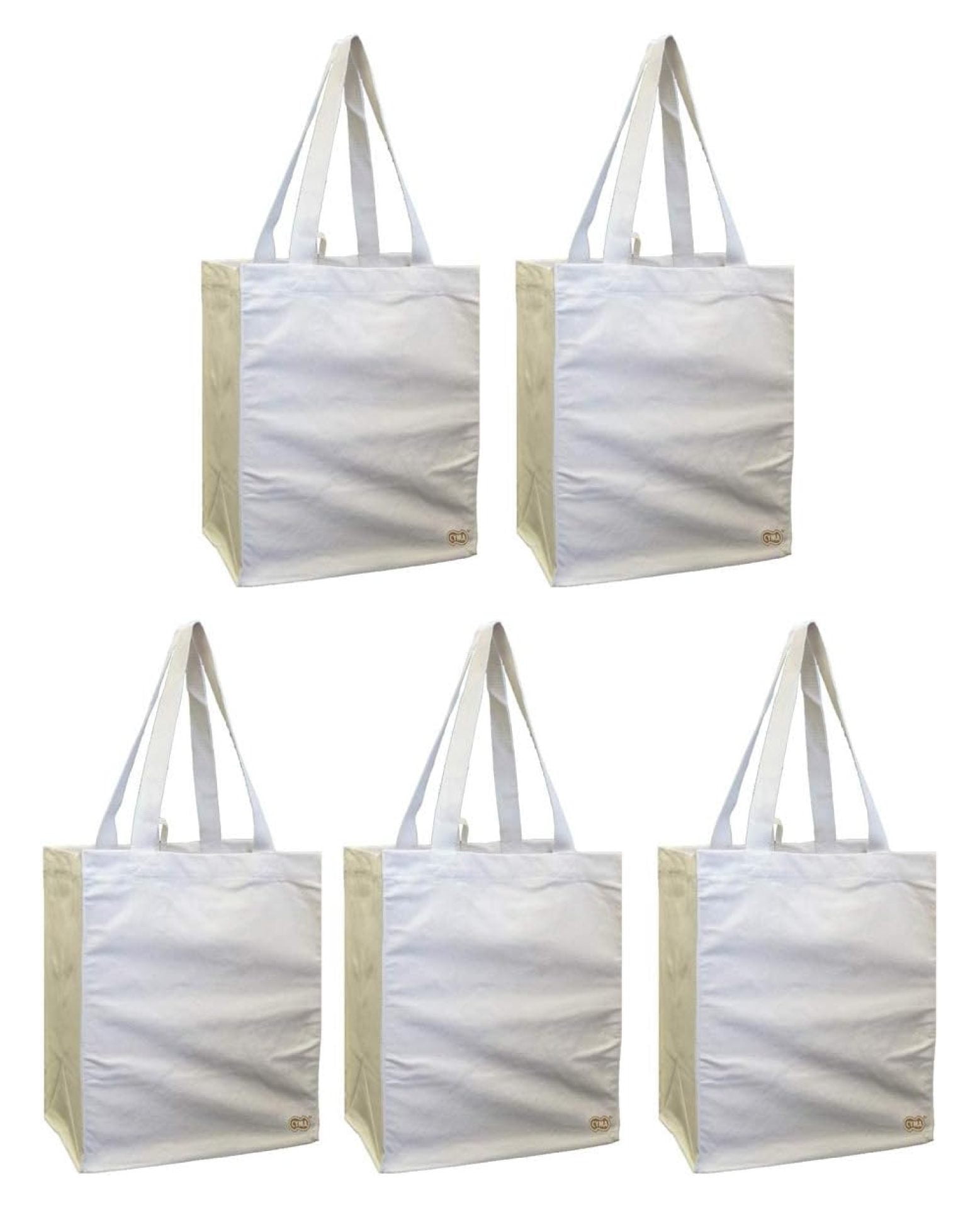 100% Cotton Canvas Oversized Grocery/Multipurpose Tote Bag 5 Pack ...