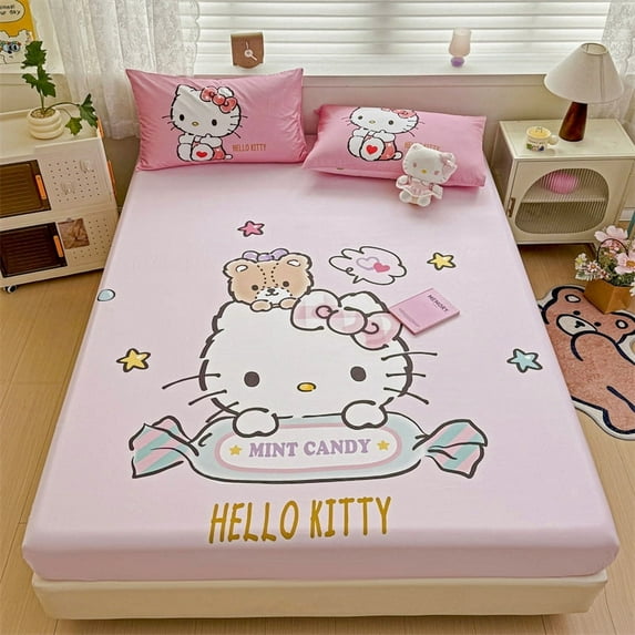 100% Cotton Cartoon Large Version KRM KT My MLD Fitted Sheet 3-Piece ...