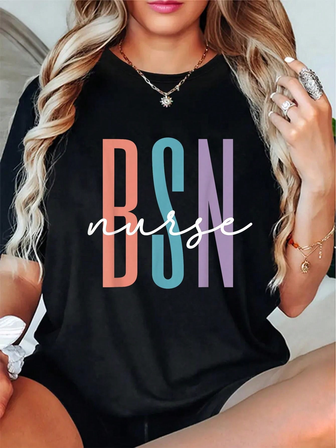 100% Cotton Casual Tshirt Cute BSN Graduate Registered Nurse Graduation ...