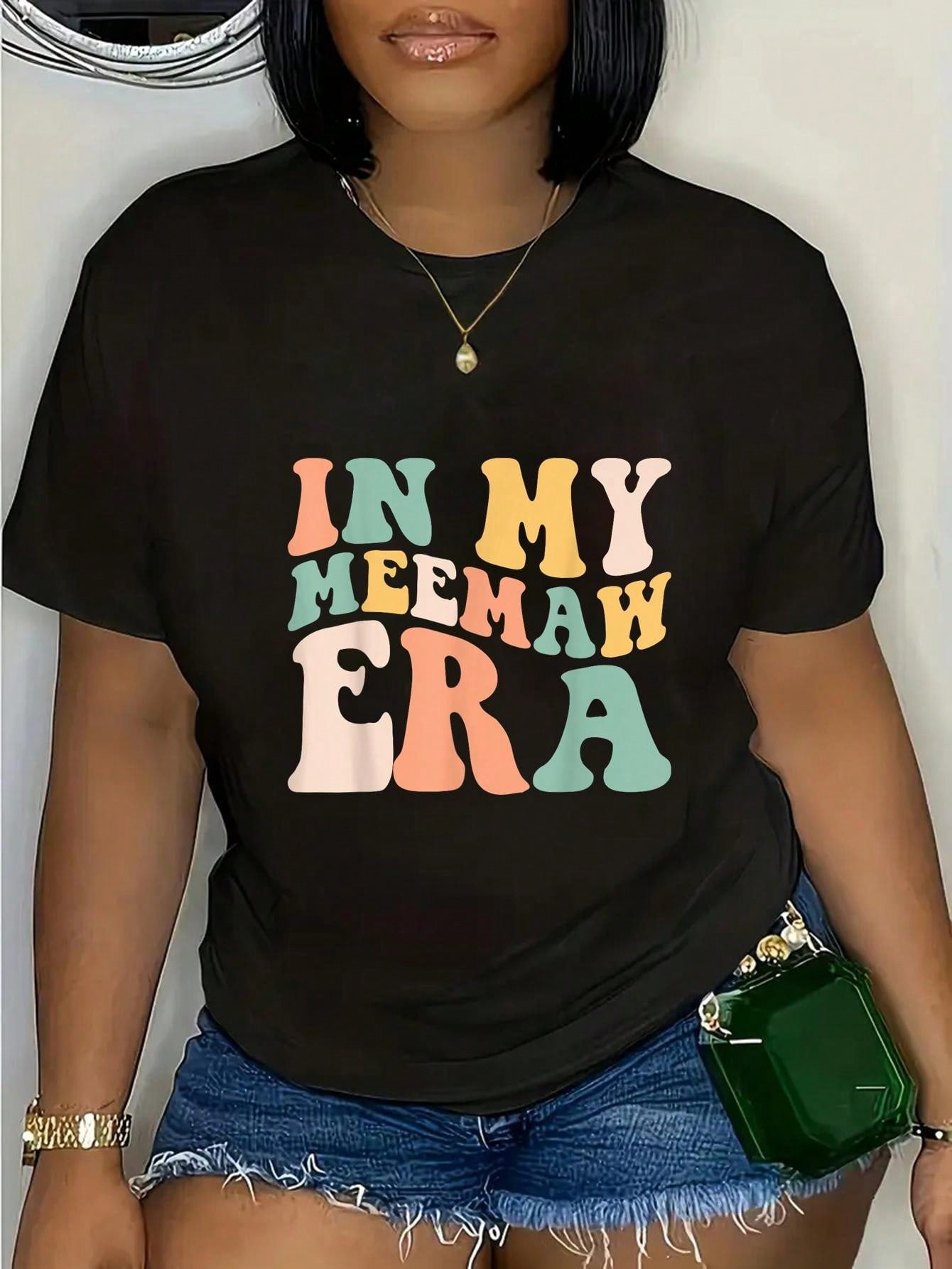 100% Cotton Casual Tshirt In My Meemaw Era Grandma Retro Groovy Mom ...