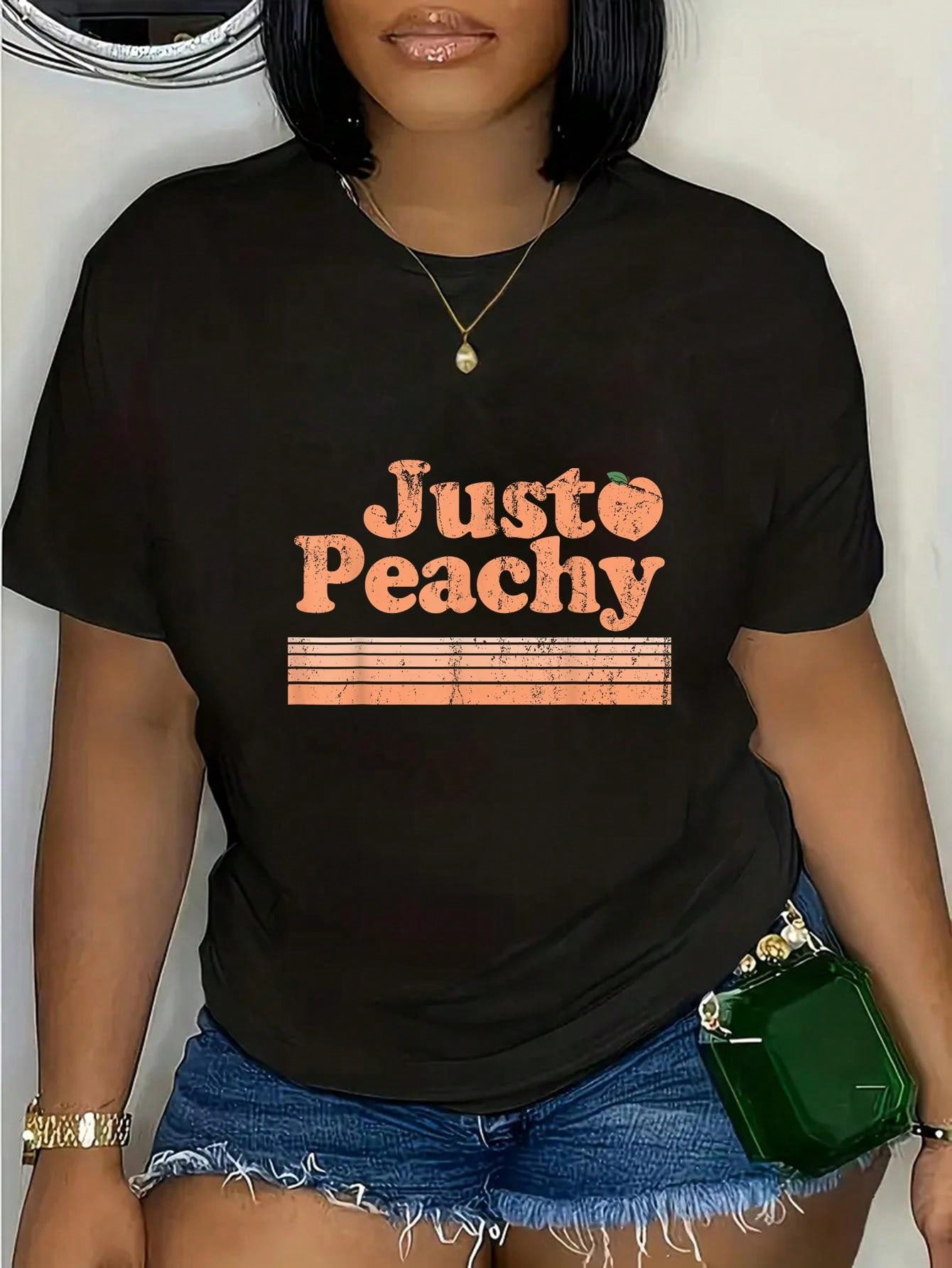 100% Cotton Casual Tshirt Just Peach Retro 70s Georgia Peaches Summer ...