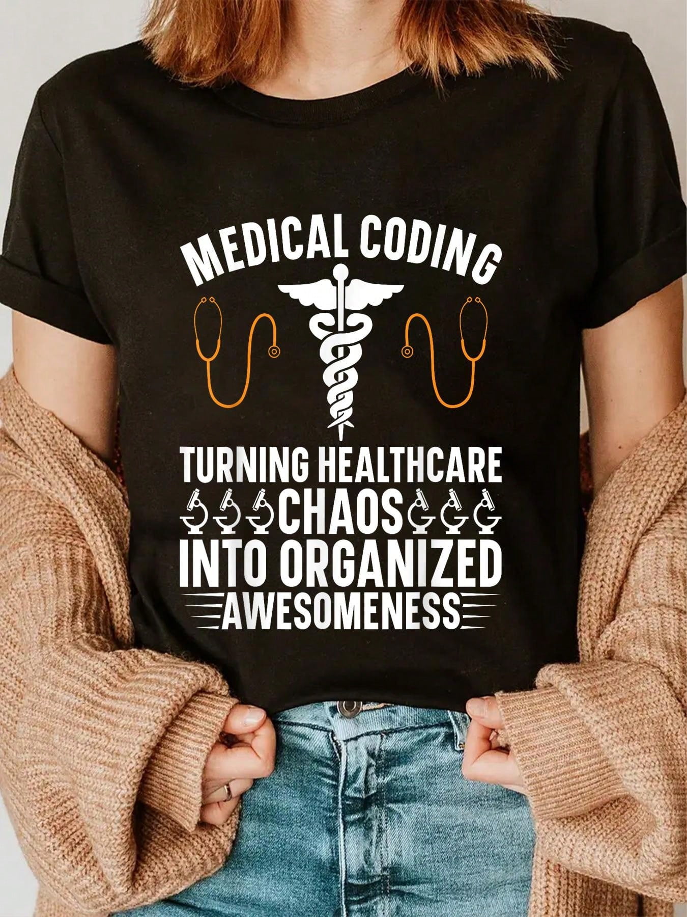 100% Cotton Casual Tshirt Medical Coding Specialist Medical Billing Medical Coder T-Shirt ...