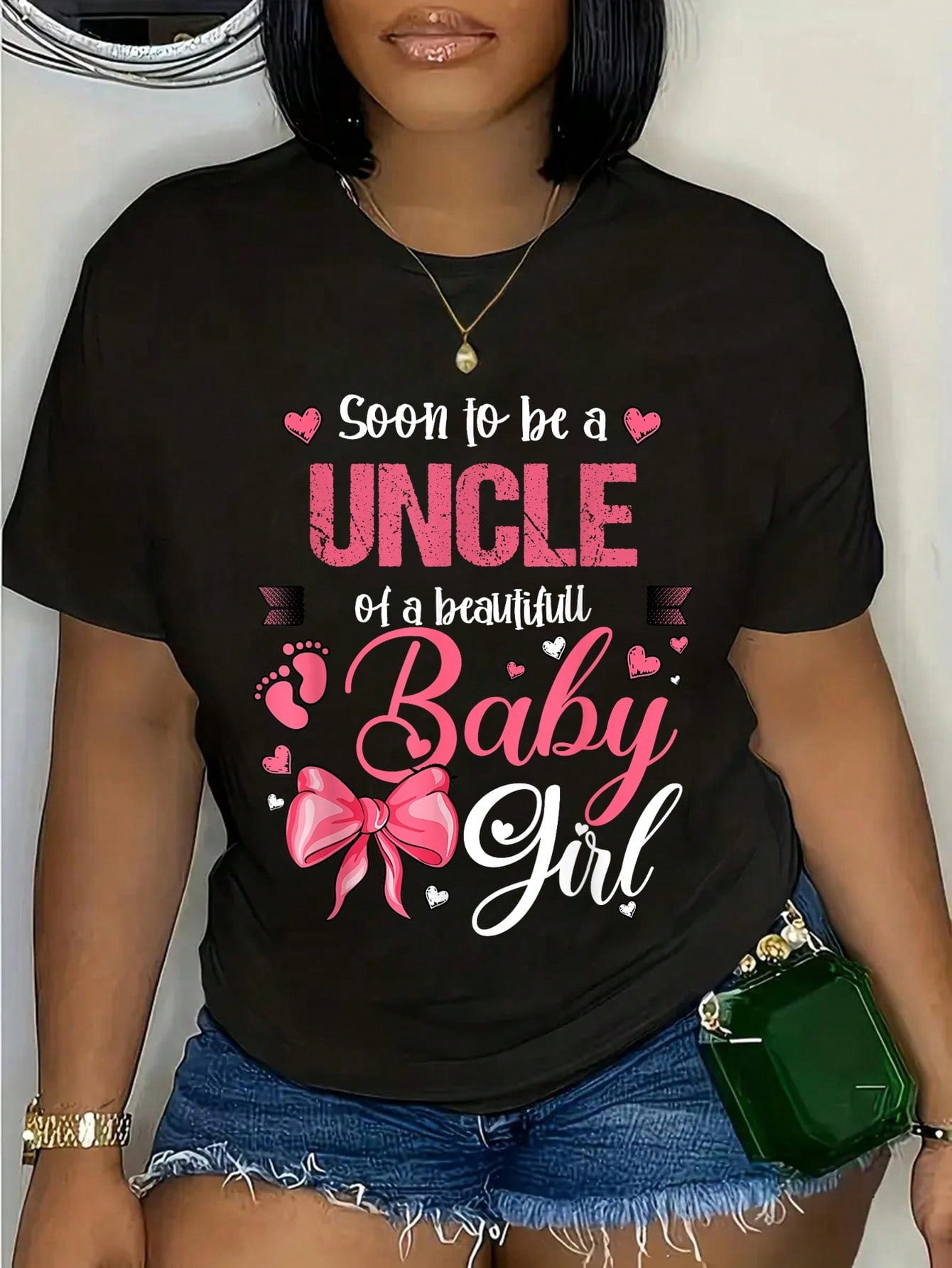 100% Cotton Casual Tshirt Soon To Be A Uncle Of A Beautiful Baby Girl Gender Reveal T-Shirt ...
