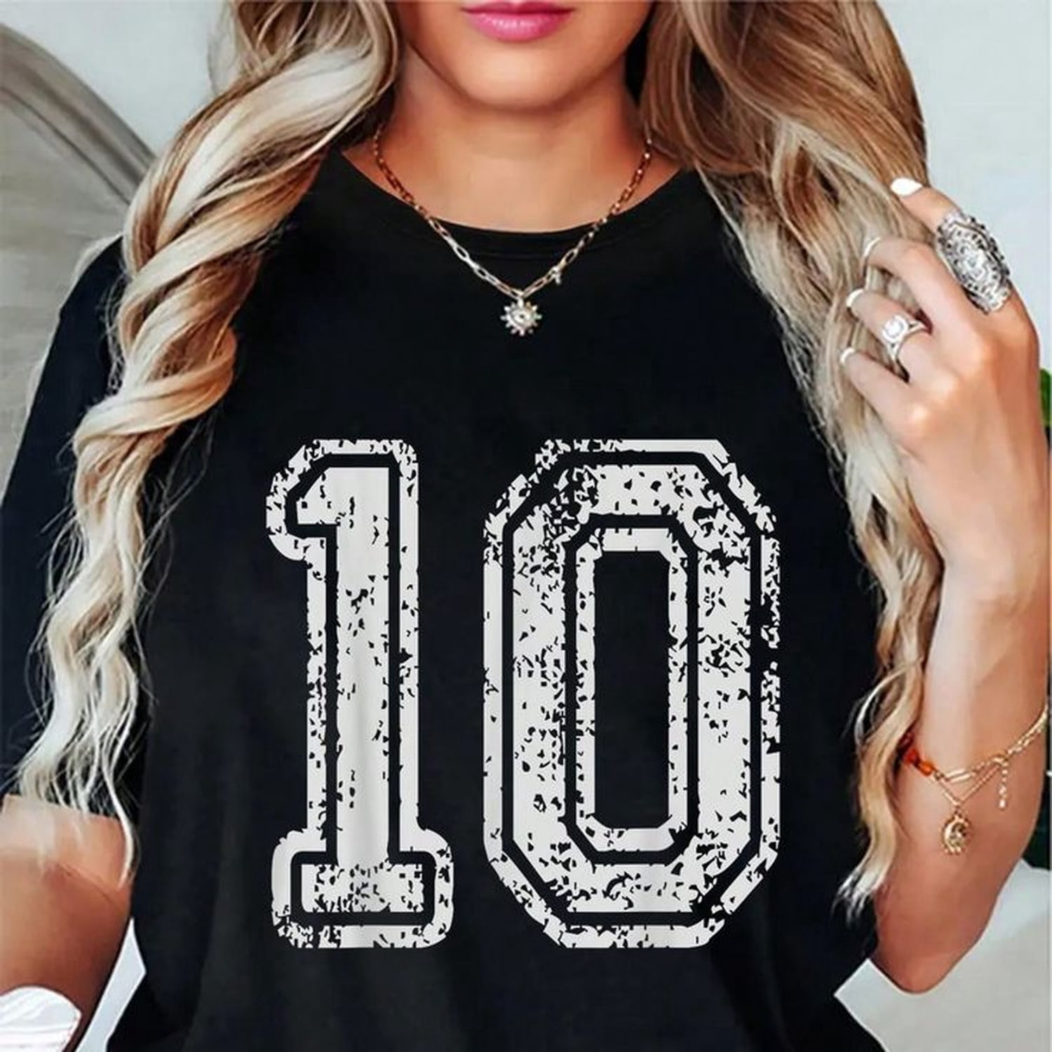 100% Cotton Casual Tshirt Team Jersey Uniforms Number 10 Ten School ...