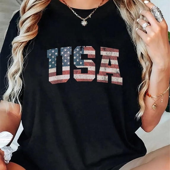100 Cotton Casual Tshirt USA US F1lag Patriotic 4th Of July AM1erica ...