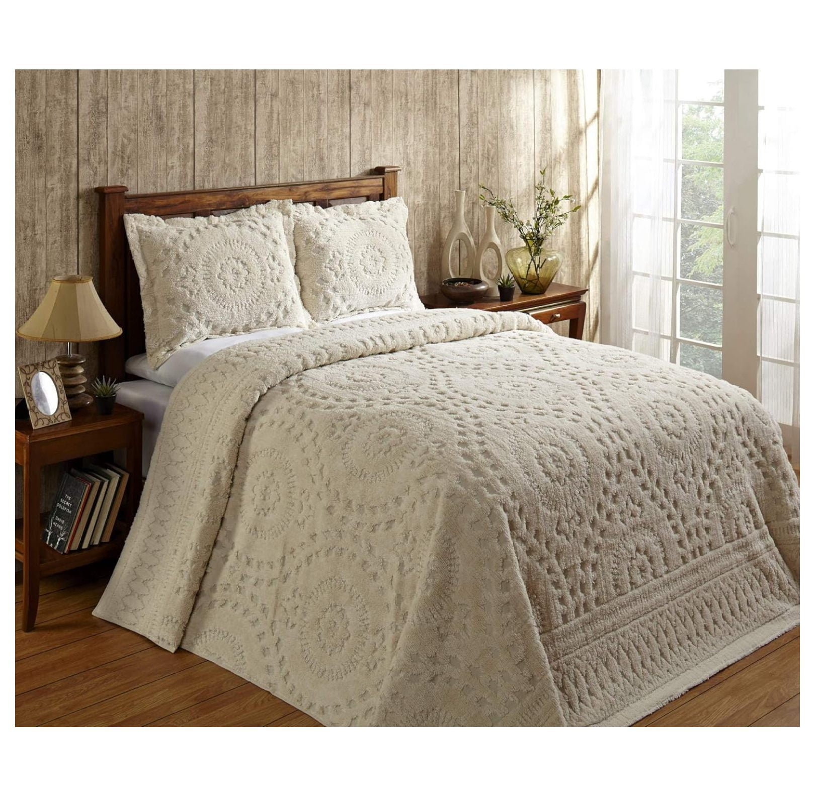 100% Cotton Chenille Bedspreads King Size, Rio Collection Floral Design ...