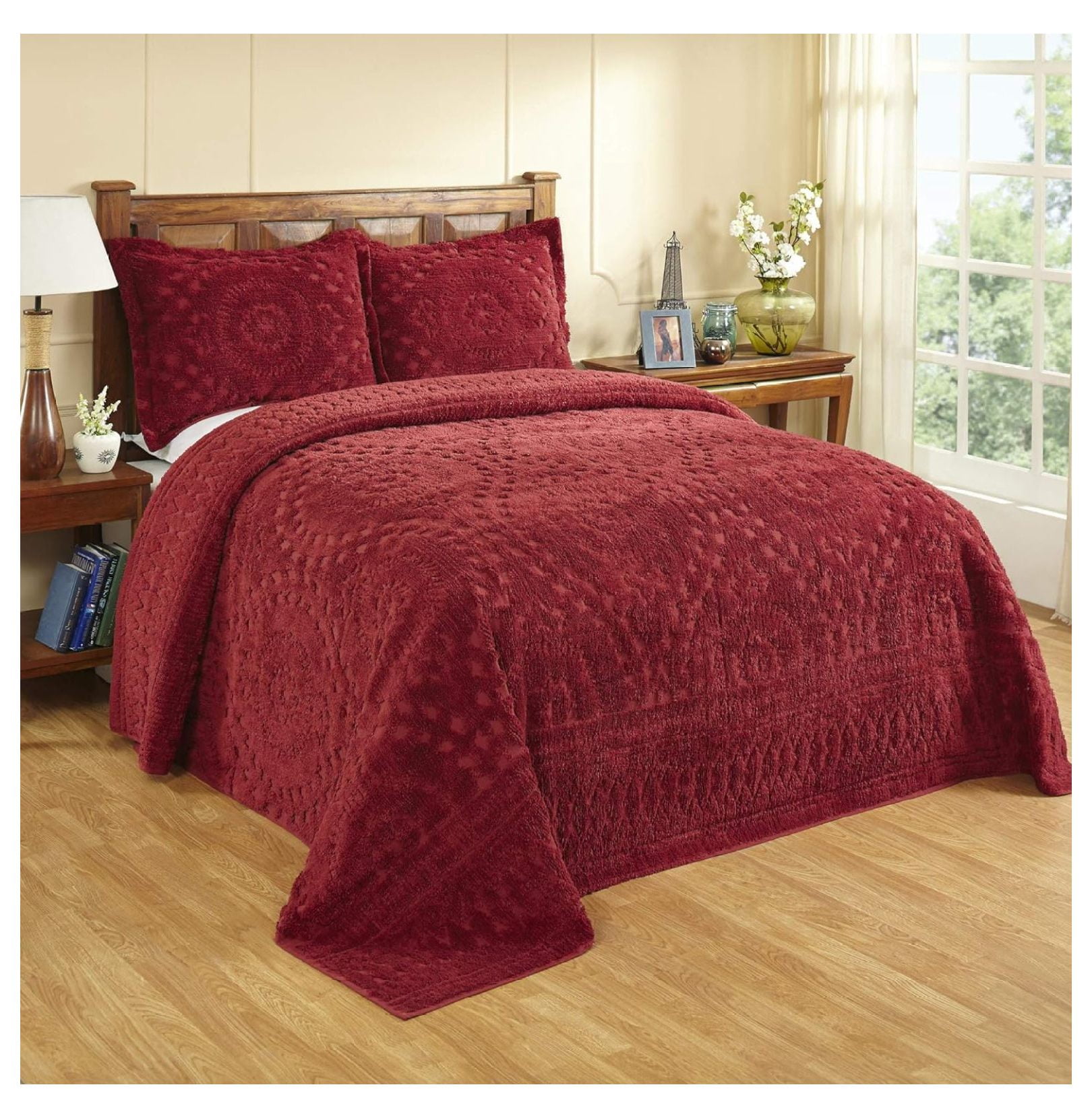 100% Cotton Chenille Bedspreads Queen Size, Rio Collection Floral ...