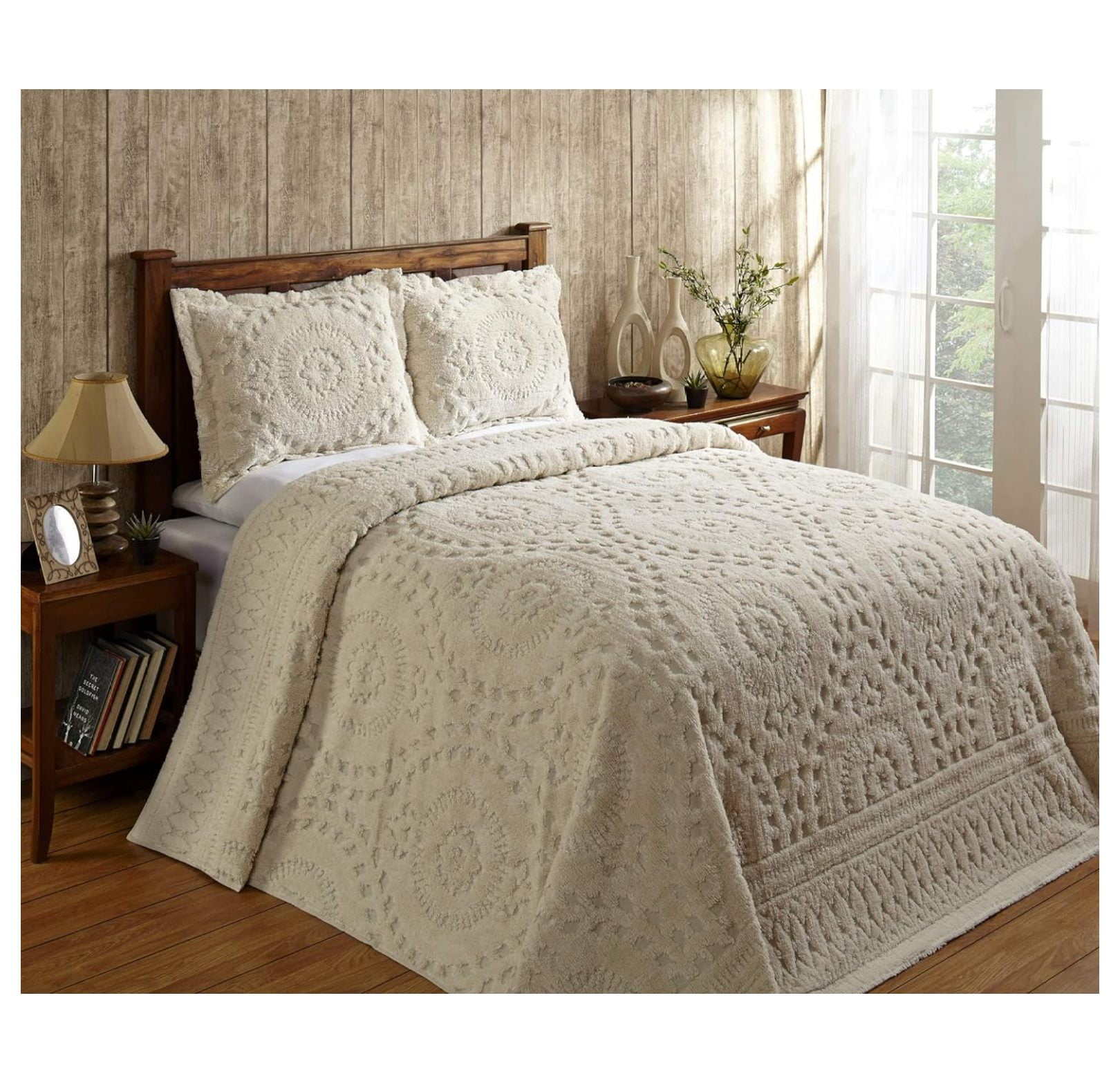 100% Cotton Chenille Bedspreads Queen Size, Rio Collection Floral ...