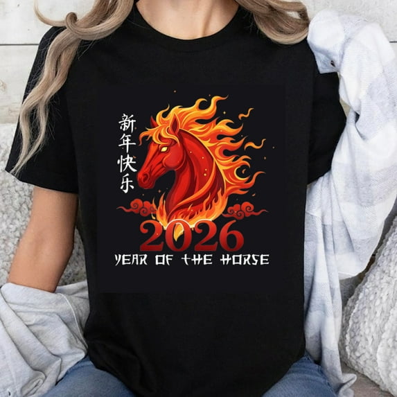 100% Cotton Chinese New Year 2026 Year Of The Horse Fire Horse Design ...