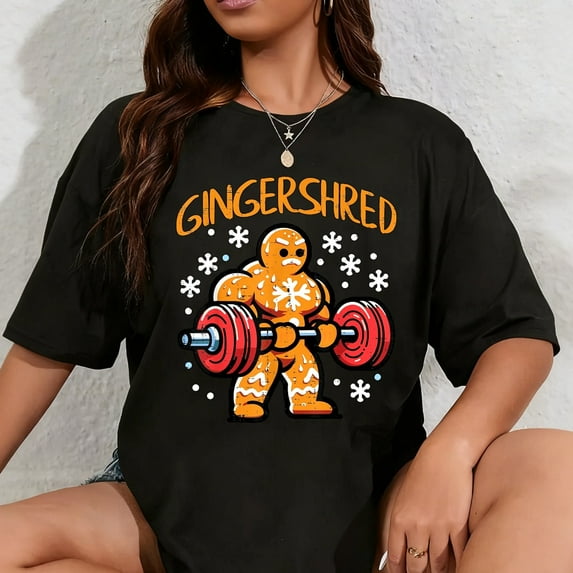 100% Cotton Christmas Gym Gingerbread Gingershred Xmas Workout Men ...