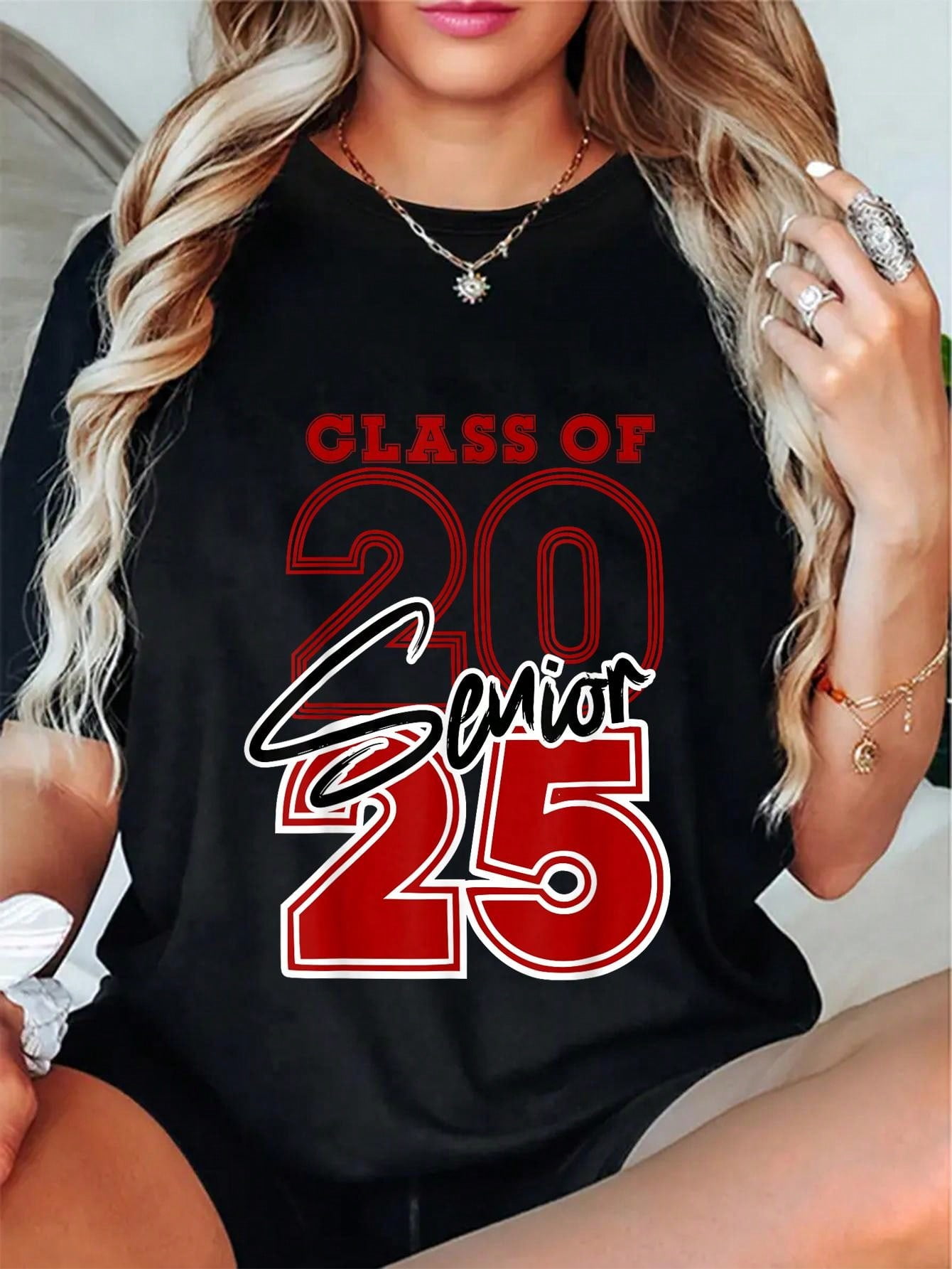 100% Cotton Class Of 2025 Senior - Back To School - 2025 Graduation Red ...
