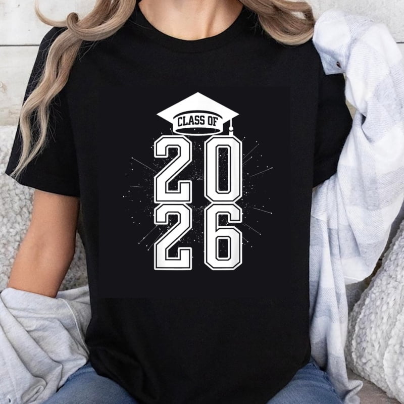 100% Cotton Class Of 2026 Graduation T-Shirt For High School College ...