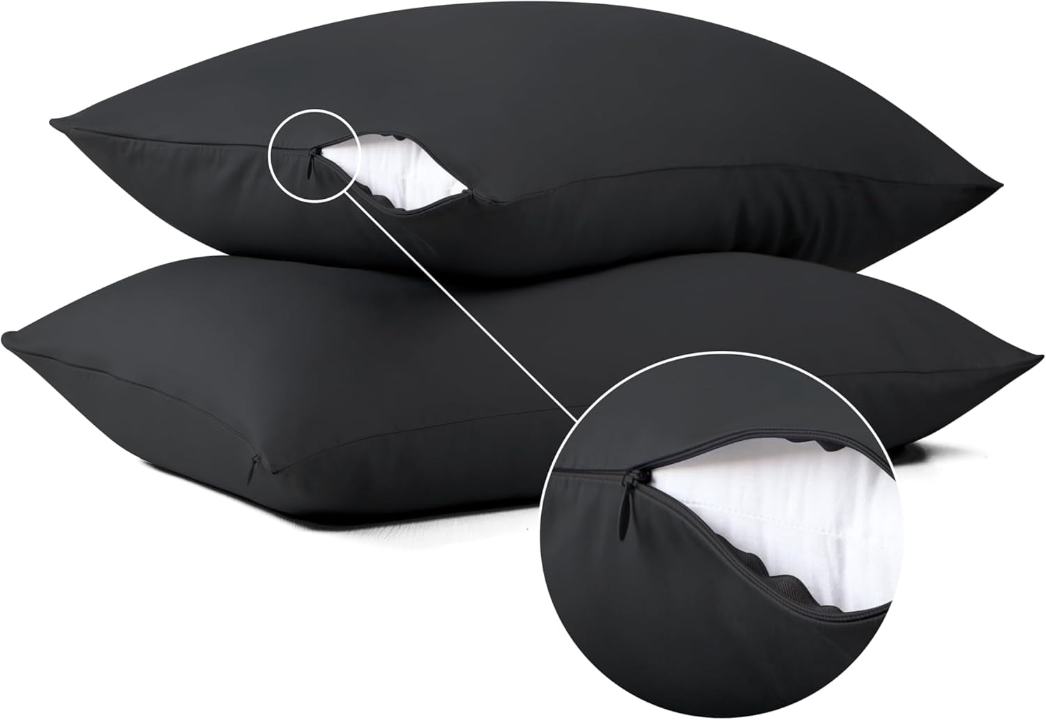 100% Cotton Classic Pillow Protectors, Invisible Zipper, 600 Thread ...