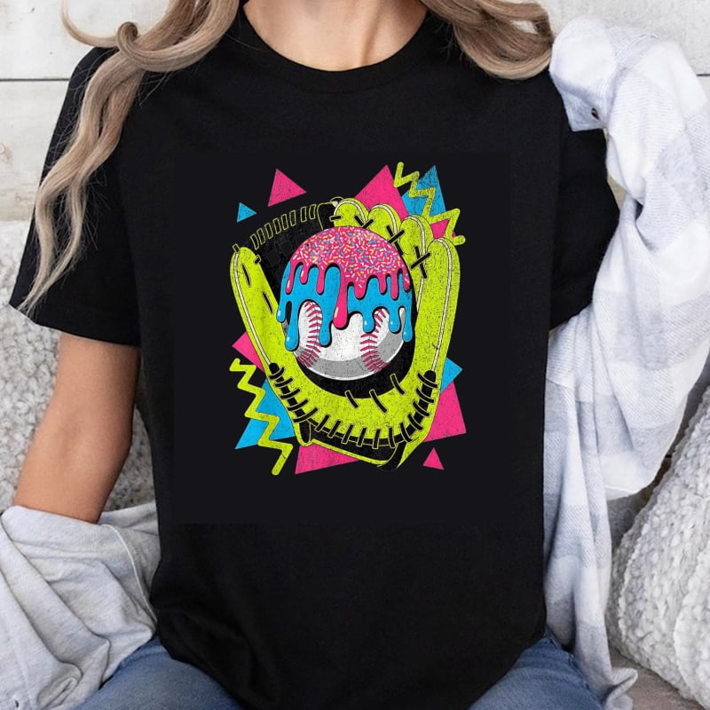 100% Cotton Colorful Baseball Glove With Icing T-Shirt - Walmart.com