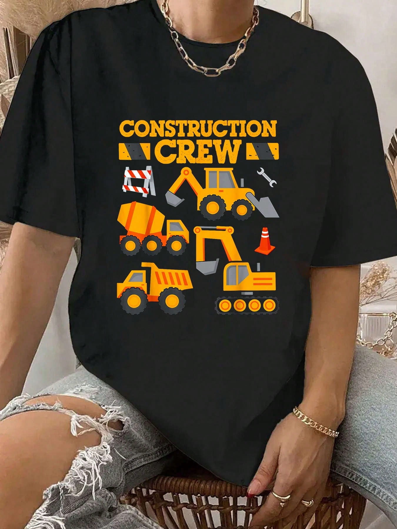 100% Cotton Construction Crew Worker Excavator Shirt Toddler Boys Girls ...