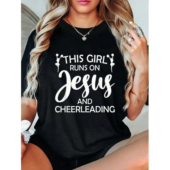 100% Cotton Cool Cheerleader Art For Women Girl Cheerleading Jesus ...