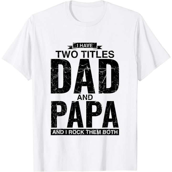 [100% Cotton] Cool Dad And Papa Double Title Rocking T-Shirt For ...