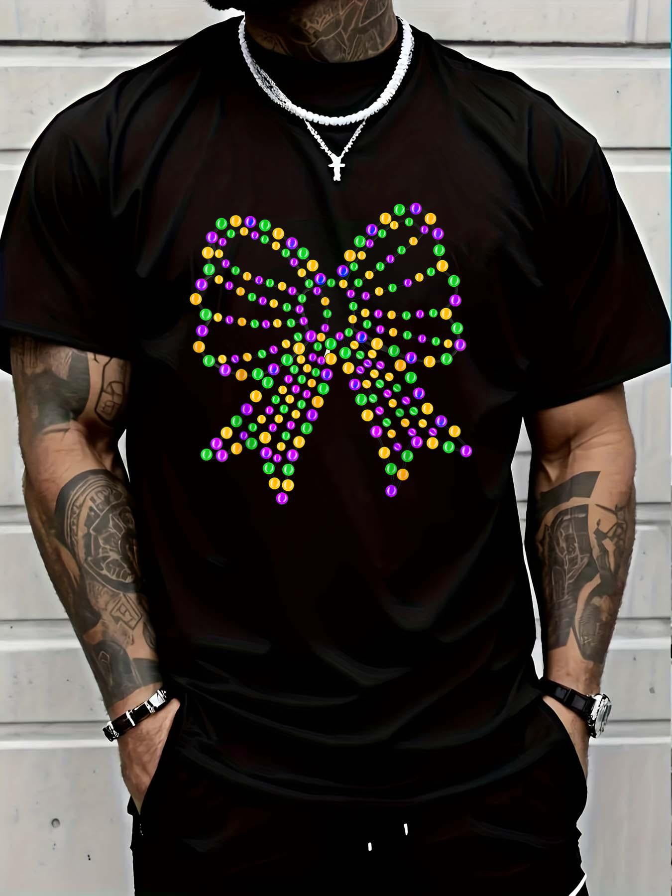 100% Cotton Coquette Bow Mardi Gras Beads T-Shirt Graphic T-shirts for ...
