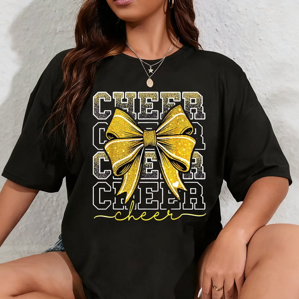 100% Cotton Coquette Cheer Bow Team Cheerleader Gold Cheerleading ...
