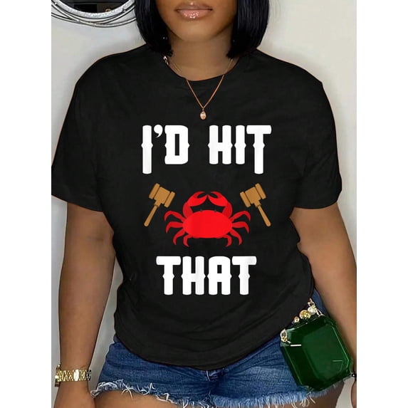 100% Cotton Crab Lovers I'd Hit That Funny Maryland Seafood Fan T-Shirt ...