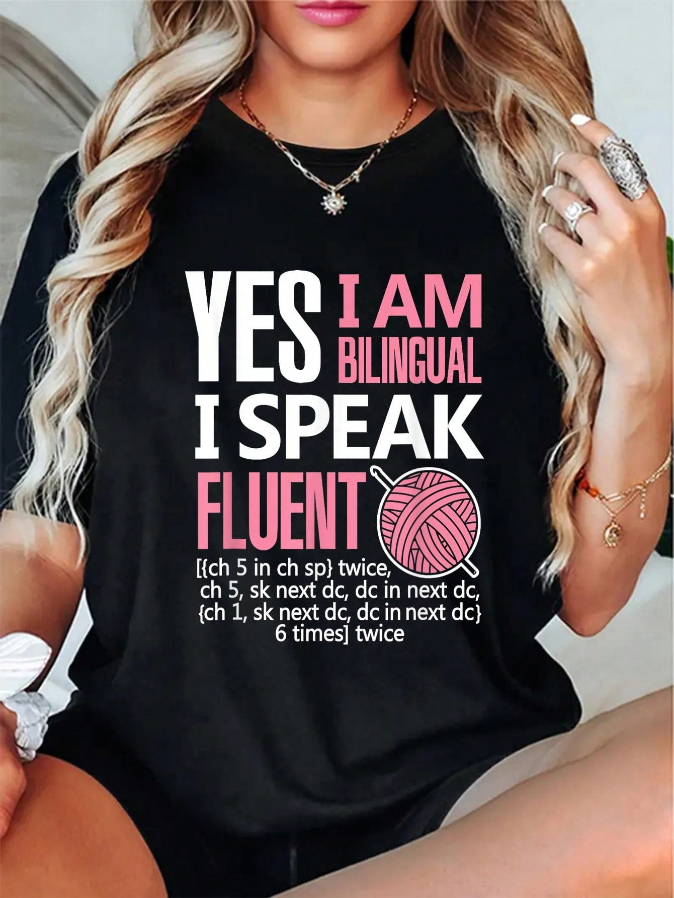 100% Cotton Crochet Shirt Bilingual Crocheting Needlecraft Funny Sewing ...