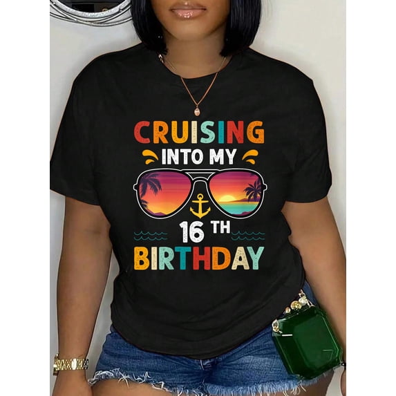 100% Cotton Cruising Into My 16th Birthday 16 Years Old Cruise Birthday ...